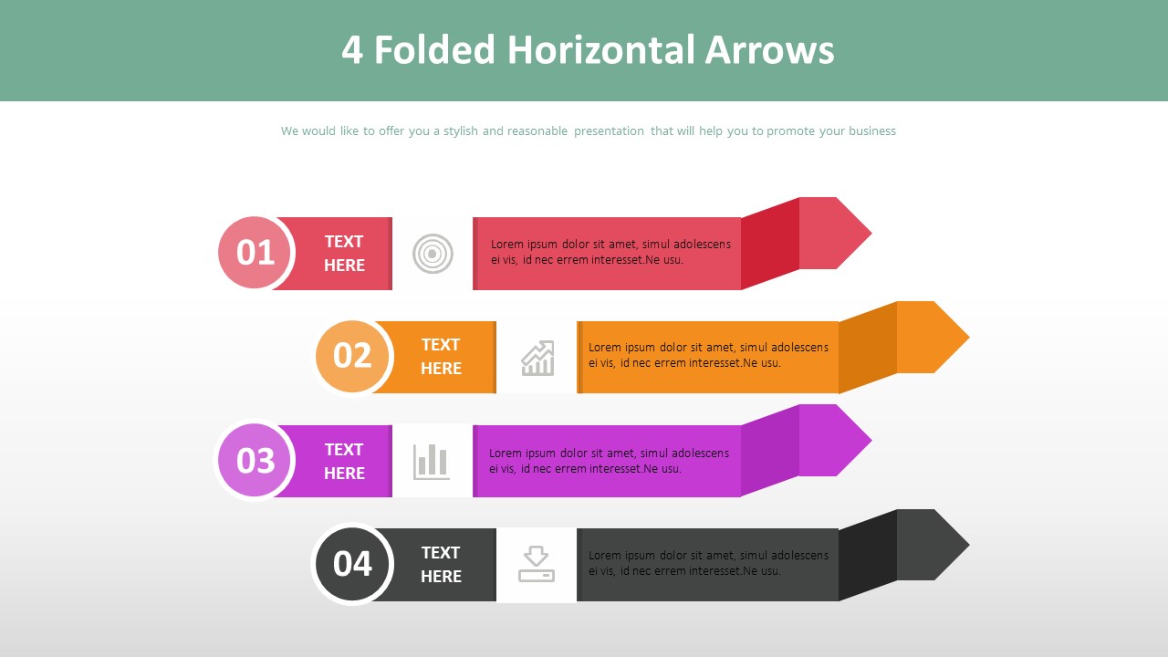 4 Folded Horizontal Arrows Diagram