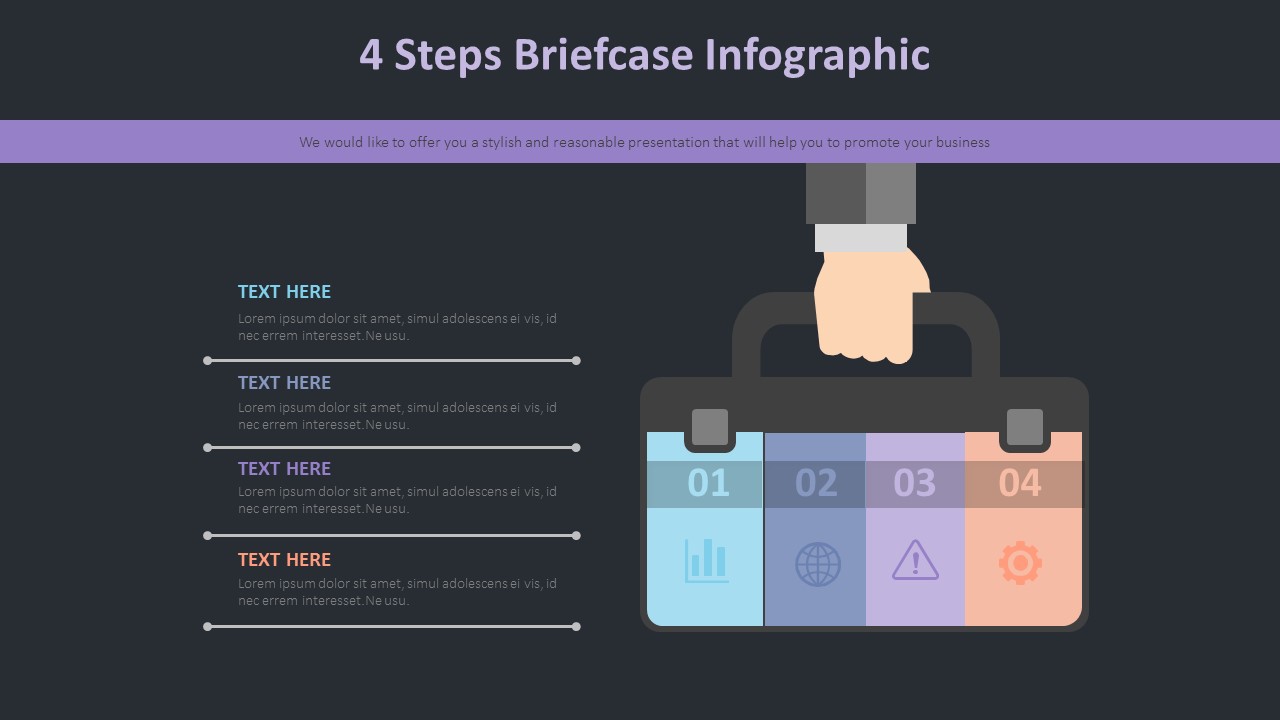 Free 4 Steps Briefcase Infographic Diagram|Slides