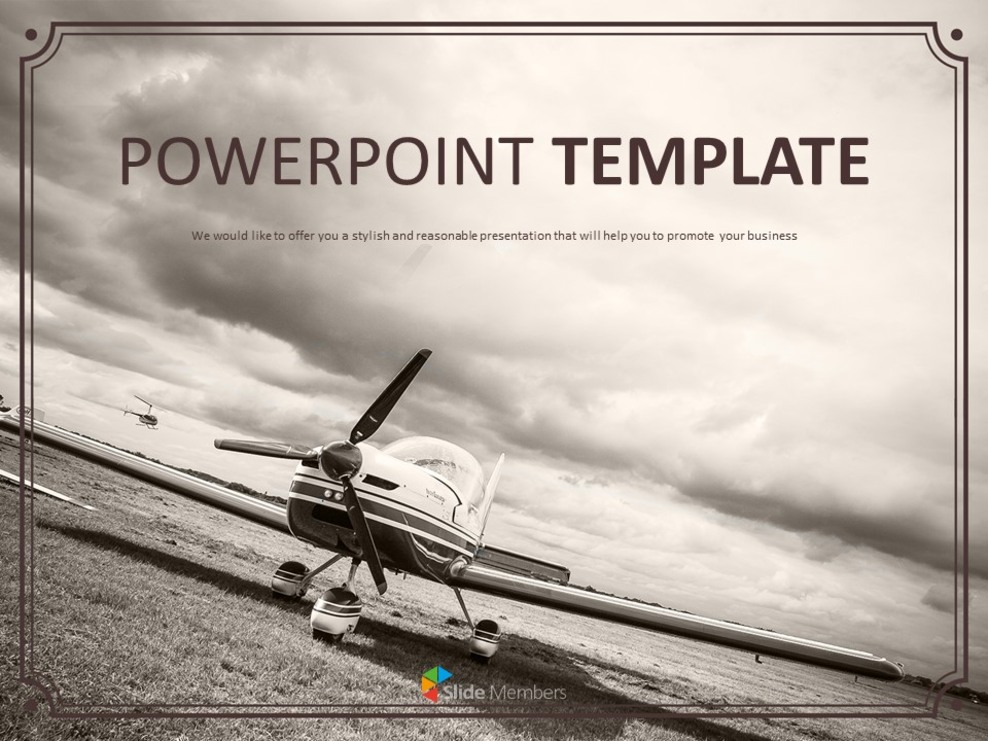 Free PPT Template - Vintaged Style Light Aircraft