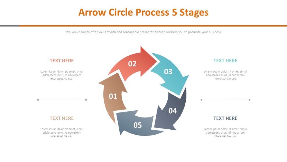 Arrow Circle Process 5 Stages Diagram