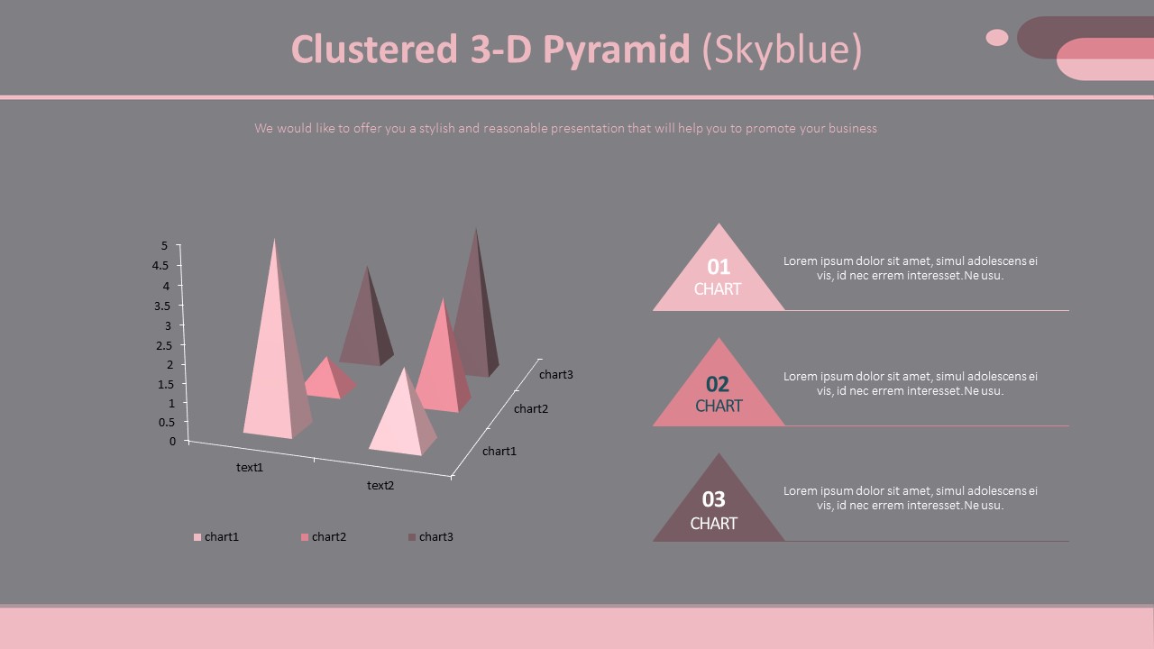 Free Clustered 3-D Pyramid (Skyblue)|Chart|Slides