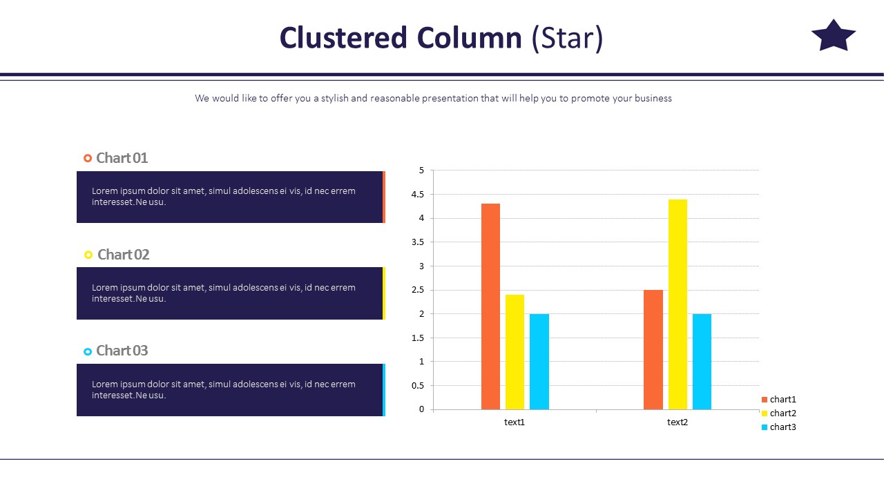 Free Clustered Column (Star)|Chart|Slides