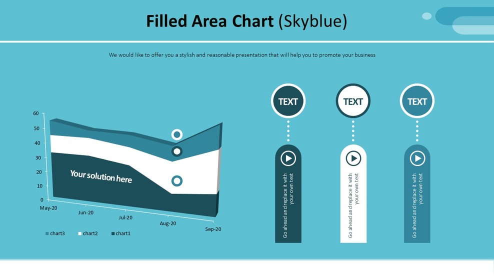 Free Filled Area Chart (Skyblue)|Slides