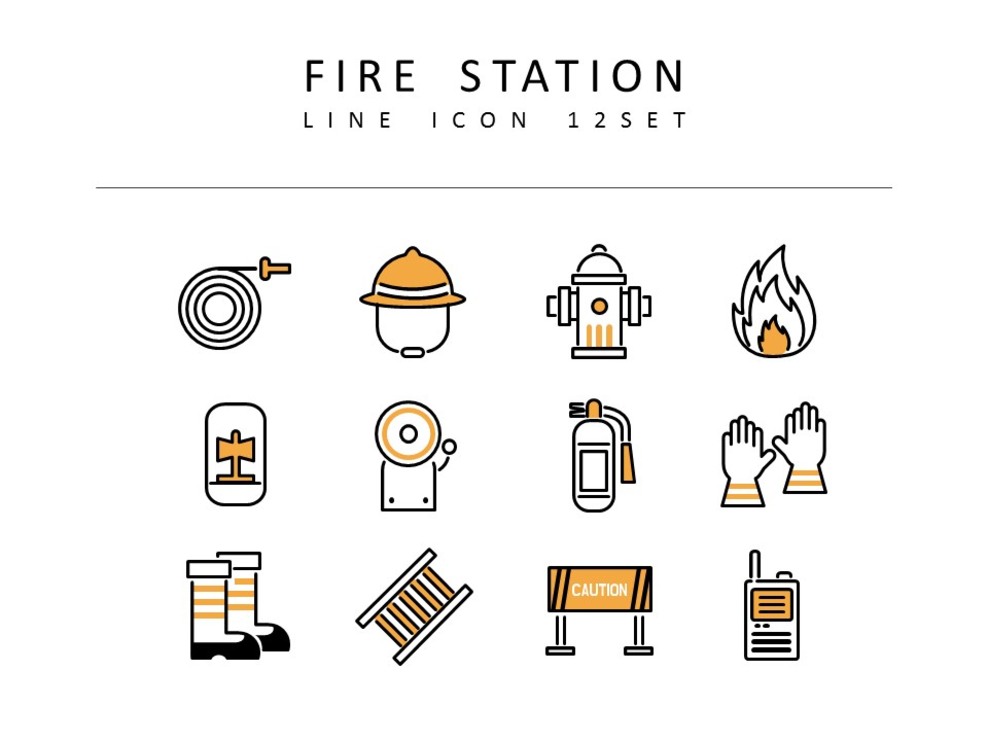 Fire Station Icons Set