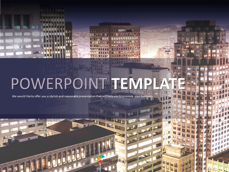 Twinkle Building at Night - Free Template Design|PPT|Slides