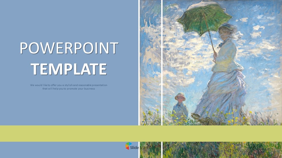 Claude Monet "Woman With a Parasol" - Free Google Slides Template Design