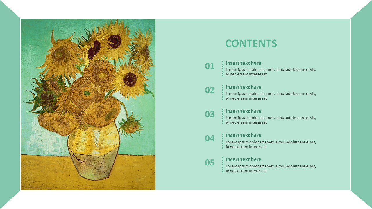 Google Slides Templates Free Download - Vincent Van Gogh Sunflowers