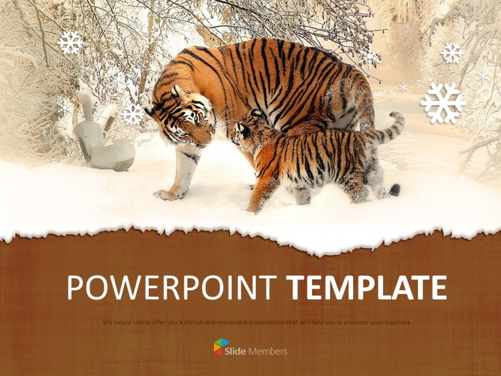 A Tiger on a Snowcovered Mountain - Free Presentation Template
