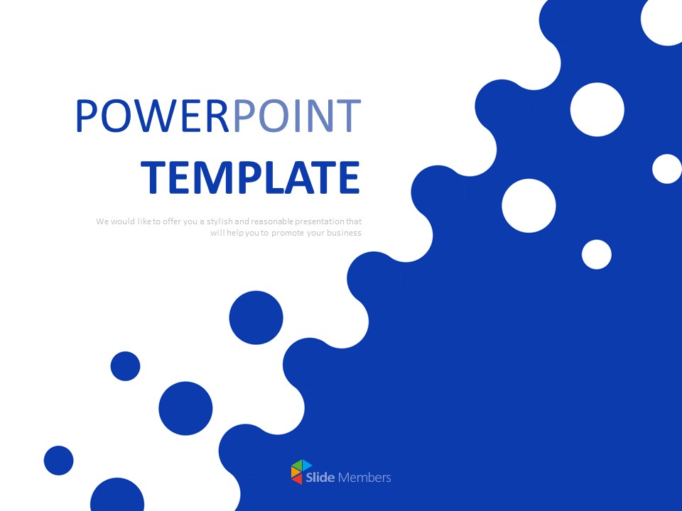 Blue Bubbles With Diagonal Lines - Google Slides Template Free Download