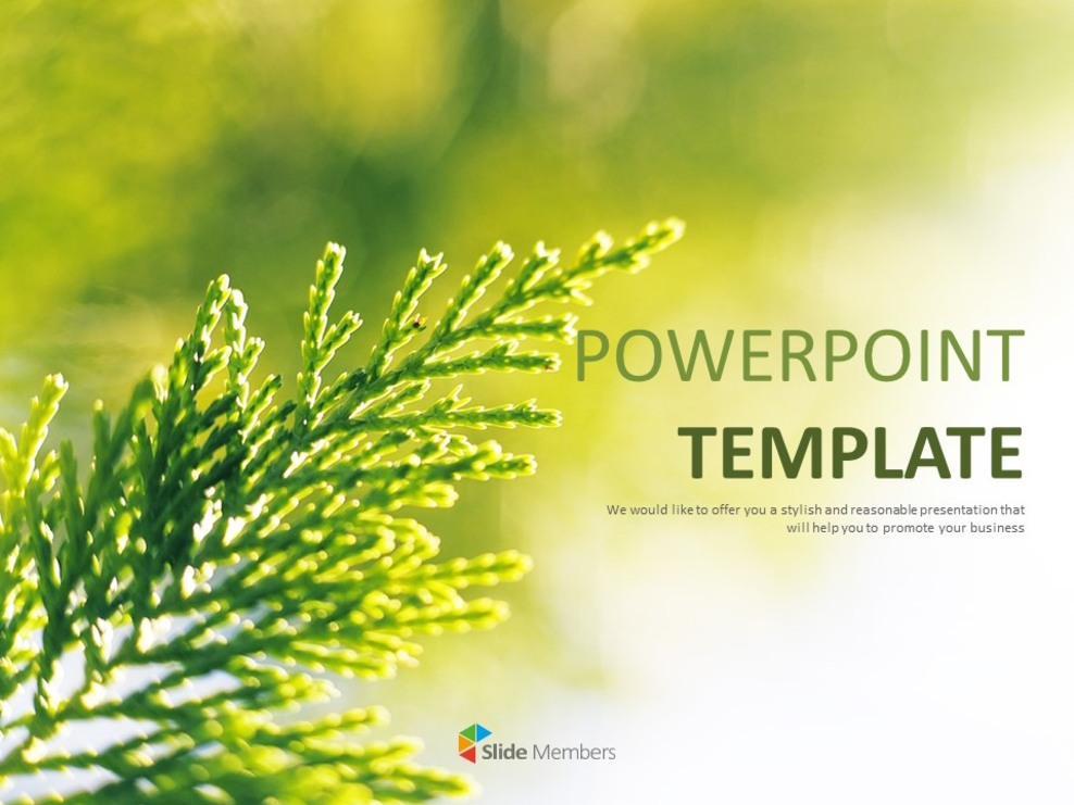 Google Slides Template Free - Yellowgreen Leaves As Actual Image
