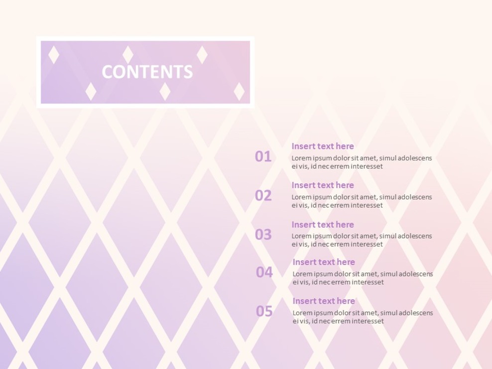 Pastel Purple Gradation With Diamond Patterns - Google Slides online Free