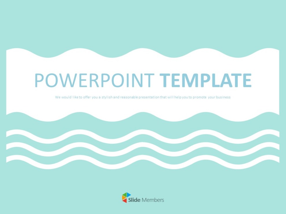 White Waves With Mint Background - Free Google Slides themes