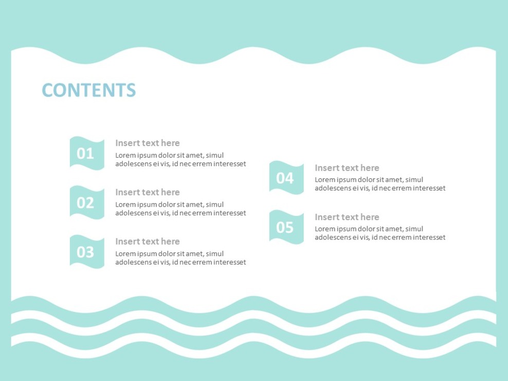 White Waves With Mint Background - Free Google Slides themes