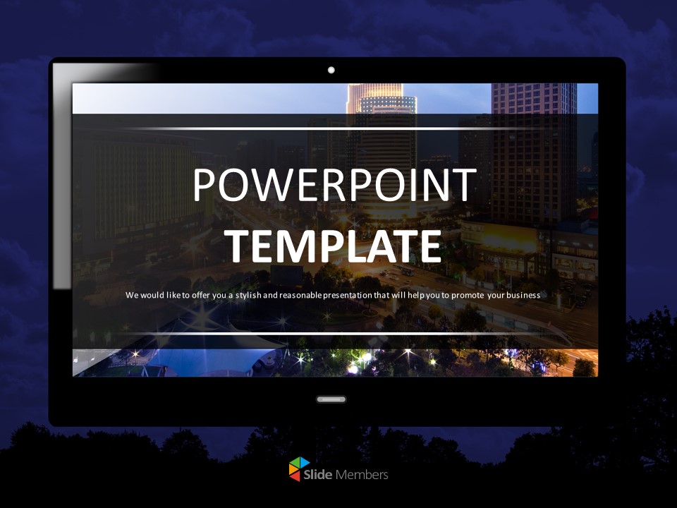 Downtown Inside Monitor - Free Presentation Template|Google Slides