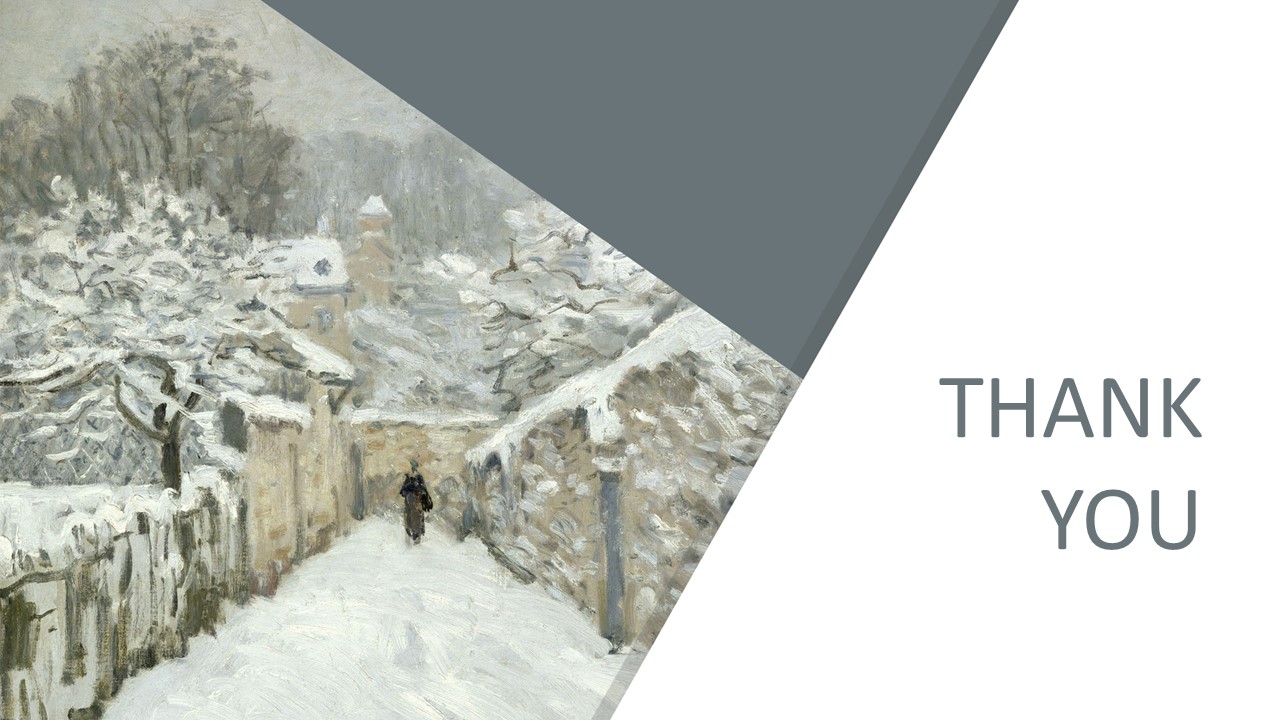 Google Slides Template Free - Alfred Sisley "La neige à Louveciennes"