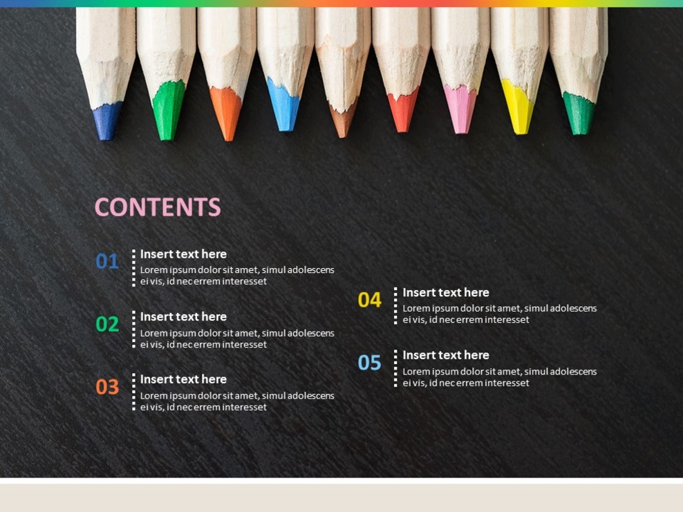 Free Google Slides Template Design - Colorful Pencils