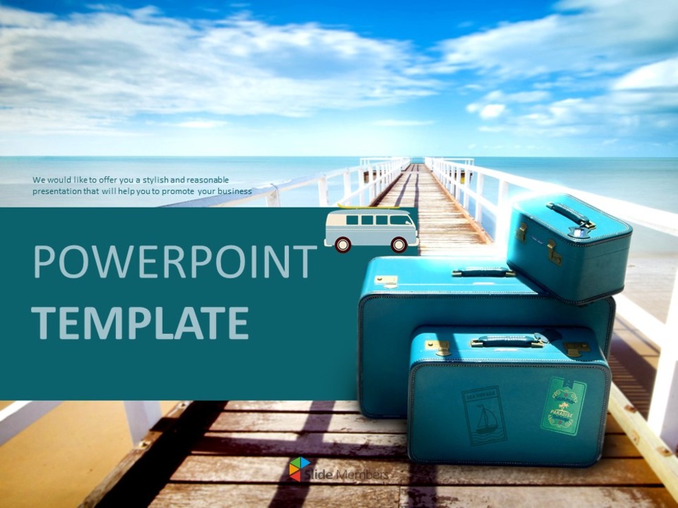 Traveling Bag and Sea - Google Slides Template Free Download