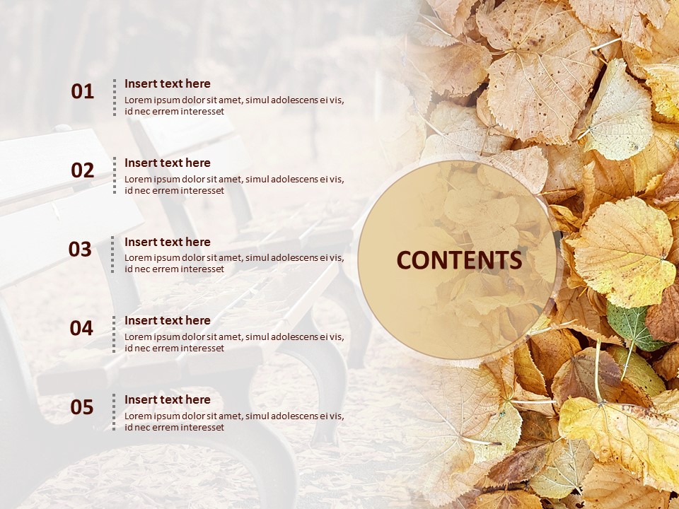 Fall Leaves and Benches - Free Google Slides Template Design