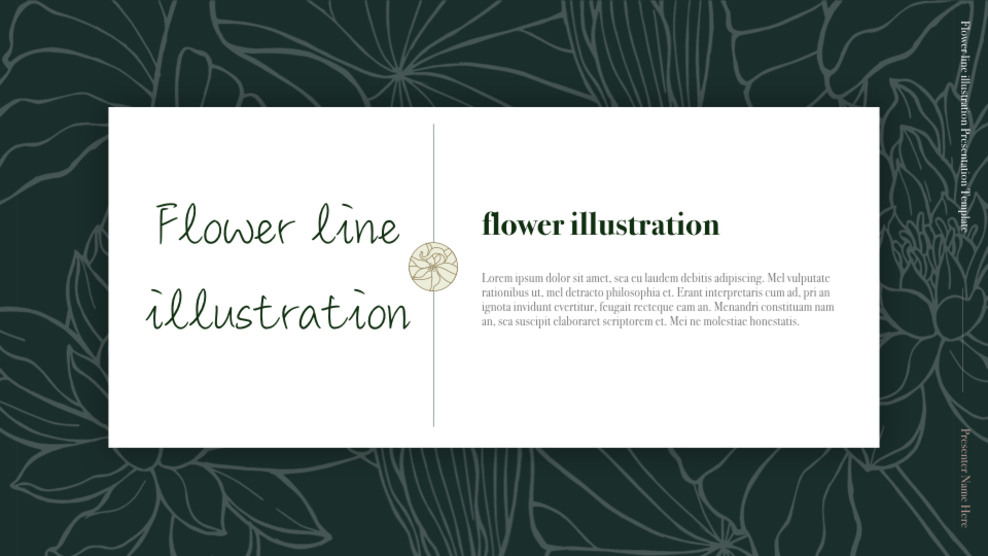 Flower line illustration Simple Keynote Template