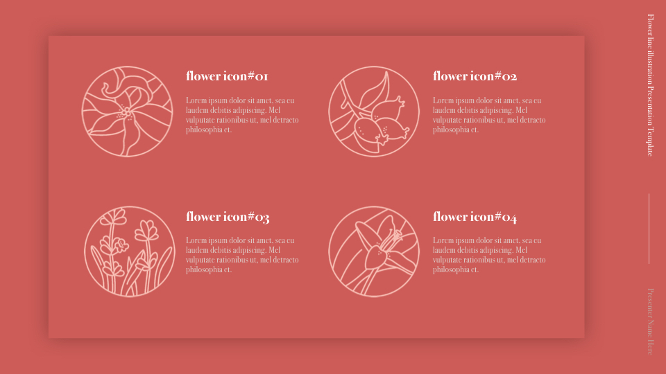 Flower line illustration Simple Keynote Template