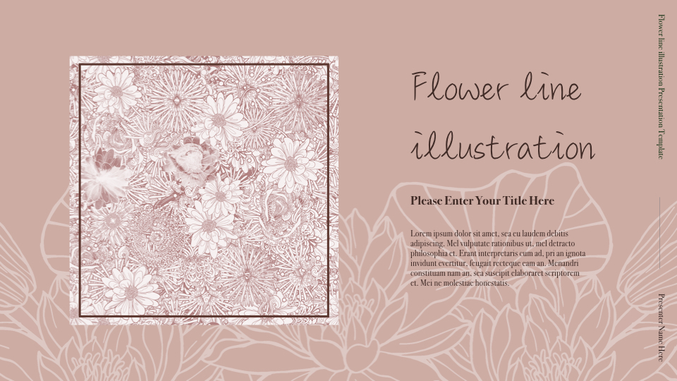 Flower line illustration Simple Keynote Template