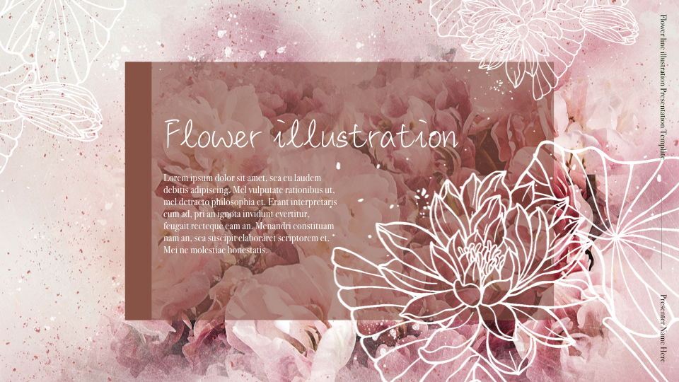 Flower line illustration Simple Keynote Template