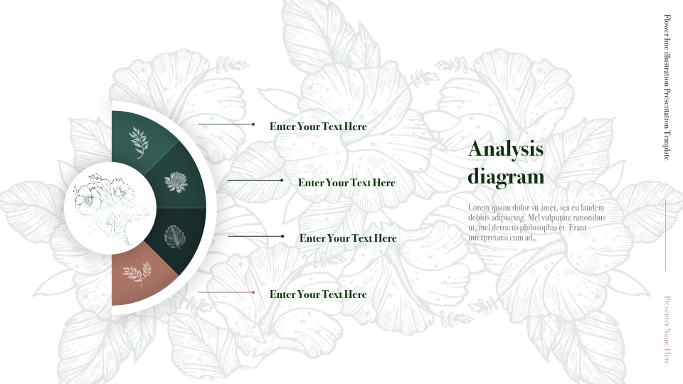 Flower line illustration Simple Keynote Template