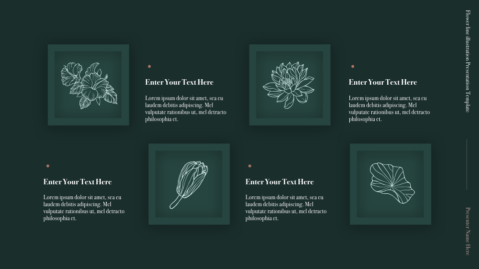 Flower line illustration Simple Keynote Template