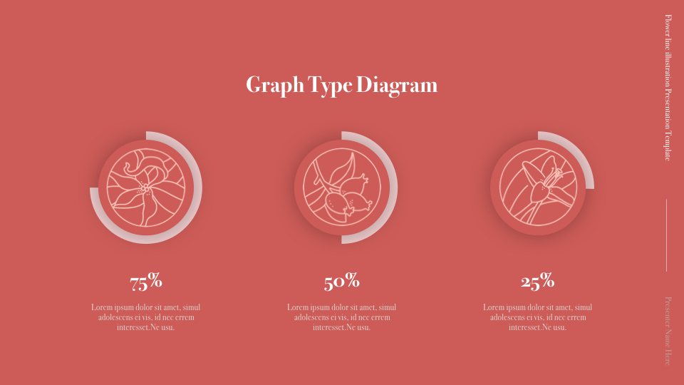Flower line illustration Simple Keynote Template