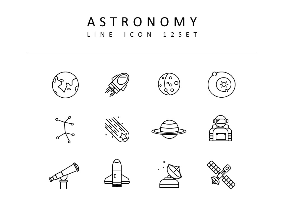 Astronomy Icons Set Vector