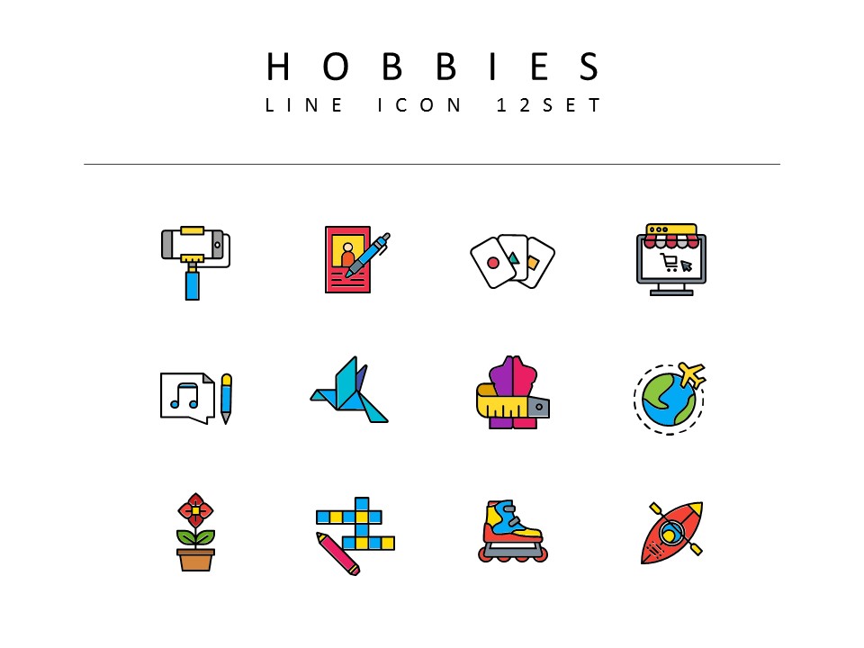 Hobbies Icons Set Vector