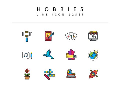 Hobbies Icons Set Vector