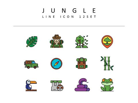 Jungle Icons Set Vector|Diagram