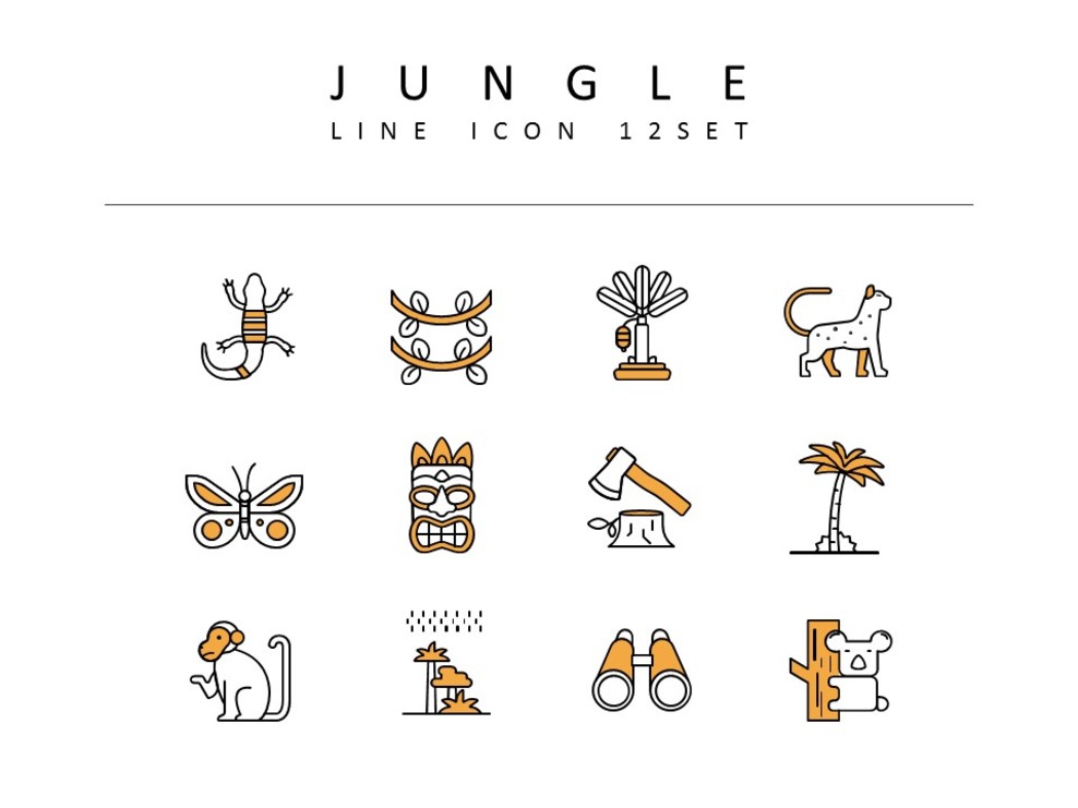Jungle Icons Set Vector