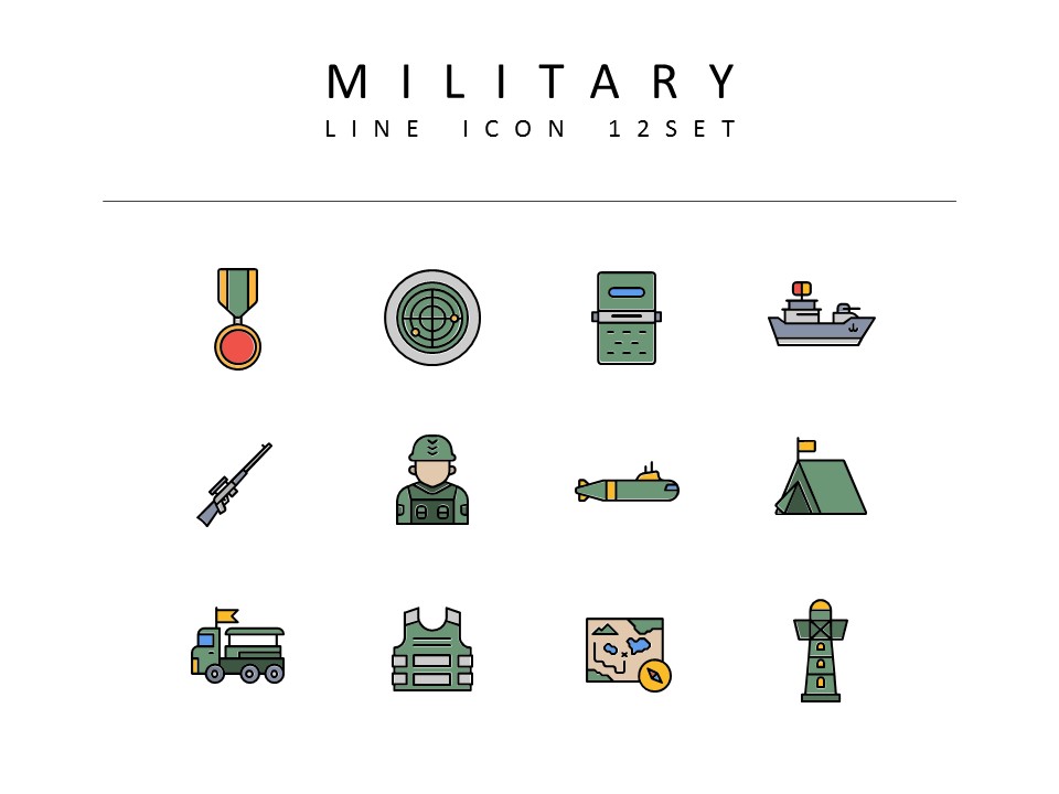 Military Icons Set Vector