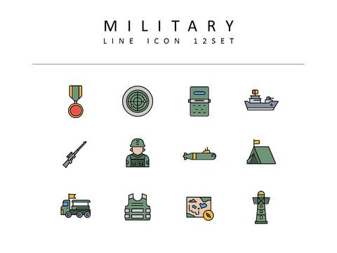 Military Icons Set Vector