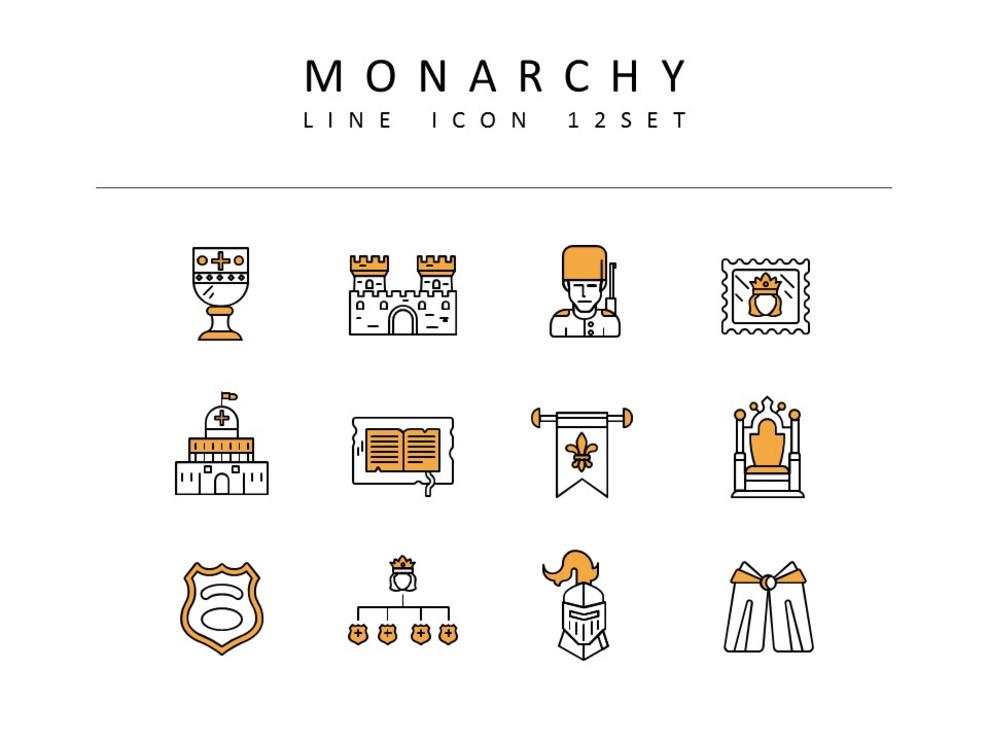 Monarchy Icons Set Vector|Diagram
