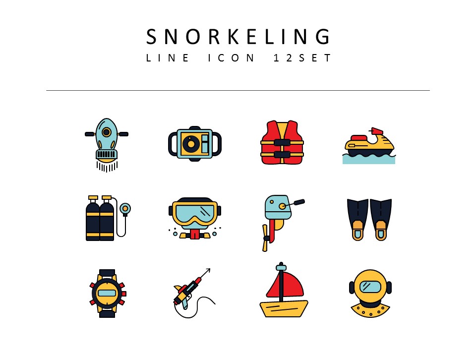 Snorkeling Vector Icons Set