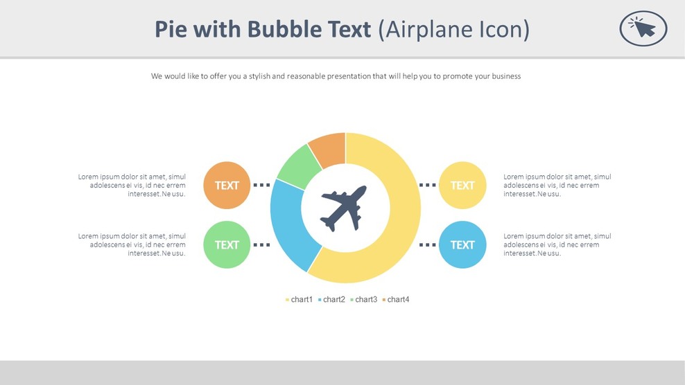Free Pie with Bubble Text (Airplane Icon)|Chart|Slides