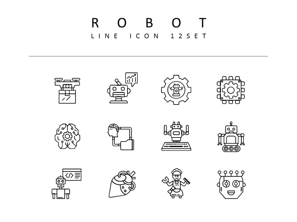 Robot Flat Design Icons