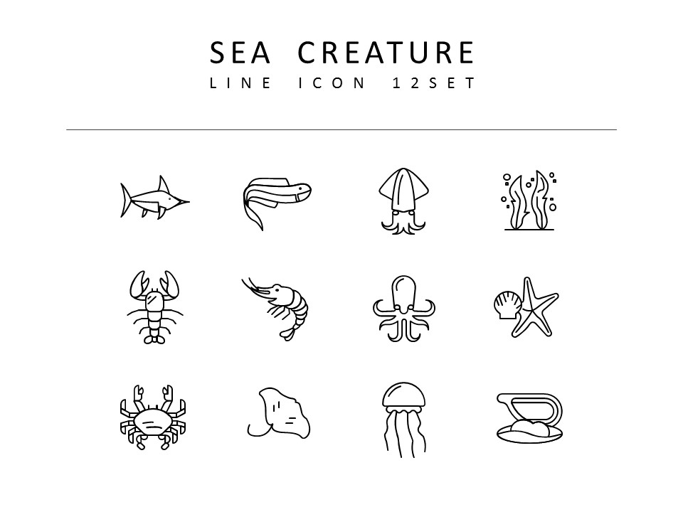 Sea Creature Icons Set|Diagram