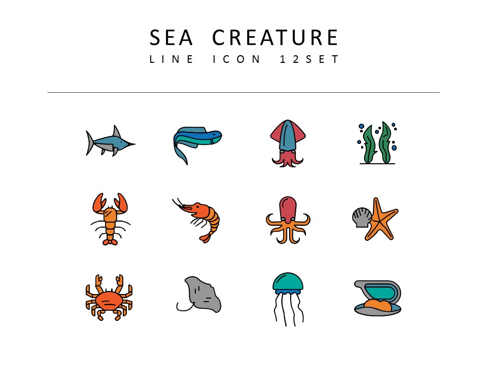 Sea Creature Icons Set|Diagram