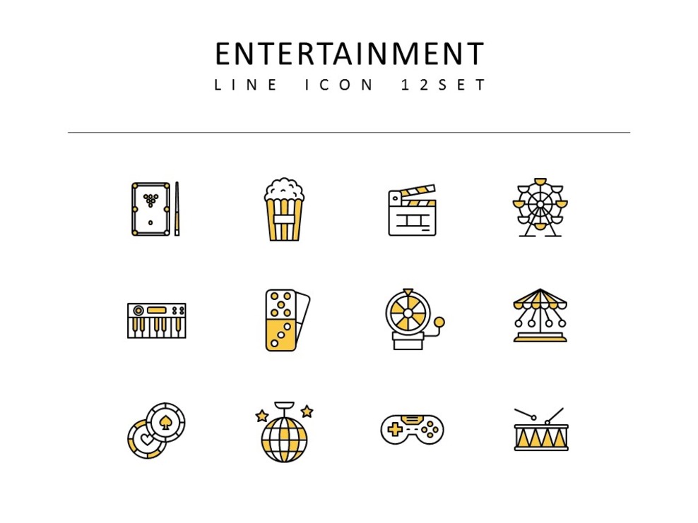 Entertainment Icons Set Vector
