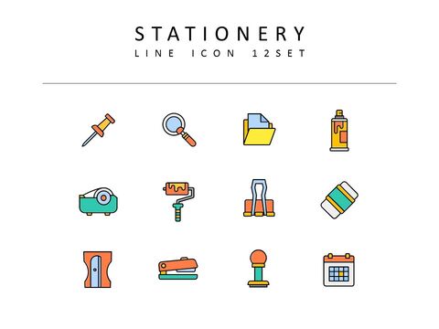 Stationery Flat Design Icons|Diagram