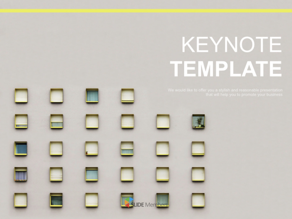 Free Keynote Template - Boxes on Gray Wall|Slides