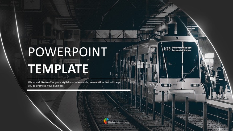 Free PowerPoint Backgrounds - Black and white subway