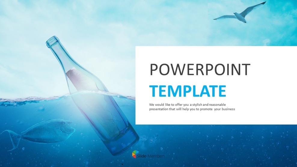 Best PPT Template Free Download - Bottle Floating in Ocean