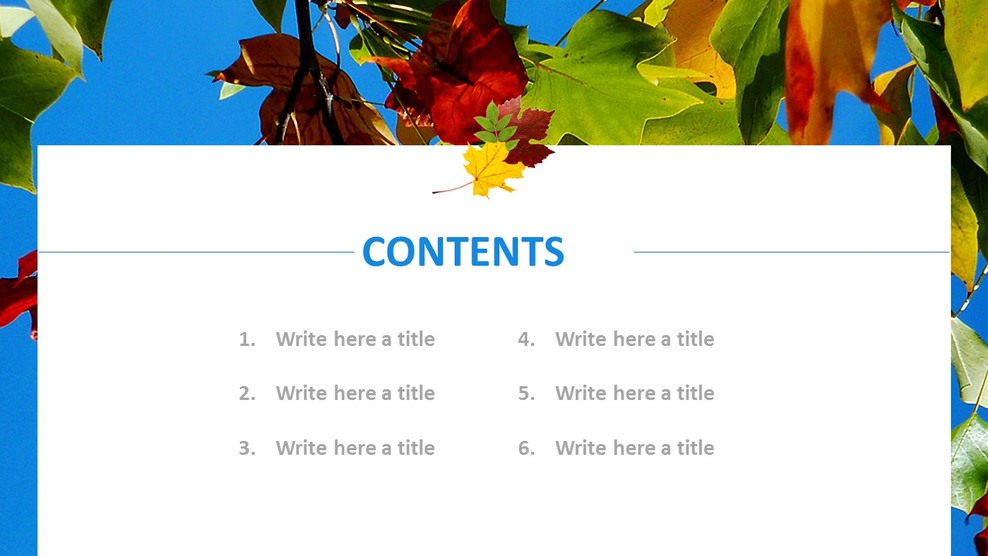Free PPT Template - Blue Sky and Fallen Leaves