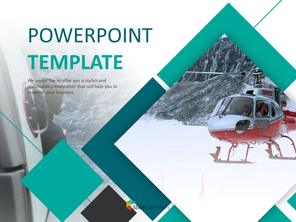 Snow Mountain Rescue Helicopter - PowerPoint Template Free