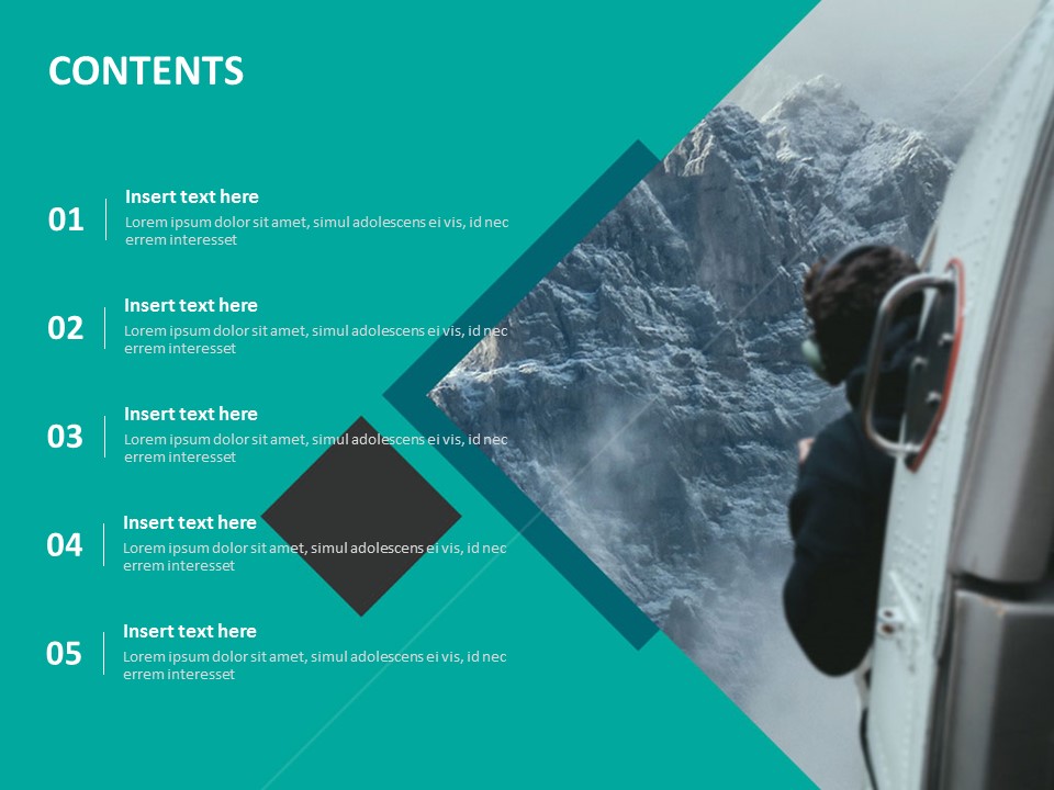 Snow Mountain Rescue Helicopter - PowerPoint Template Free